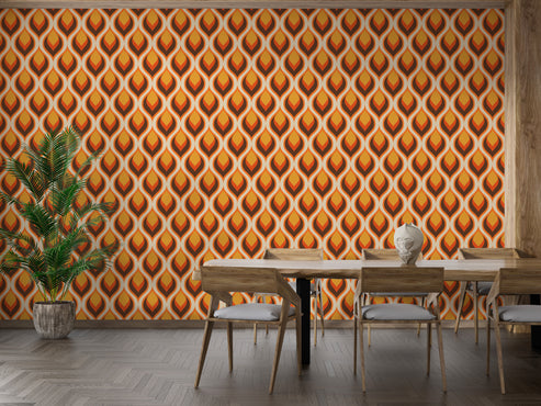 Retro Flame Living Room Wallpaper | Giffywalls