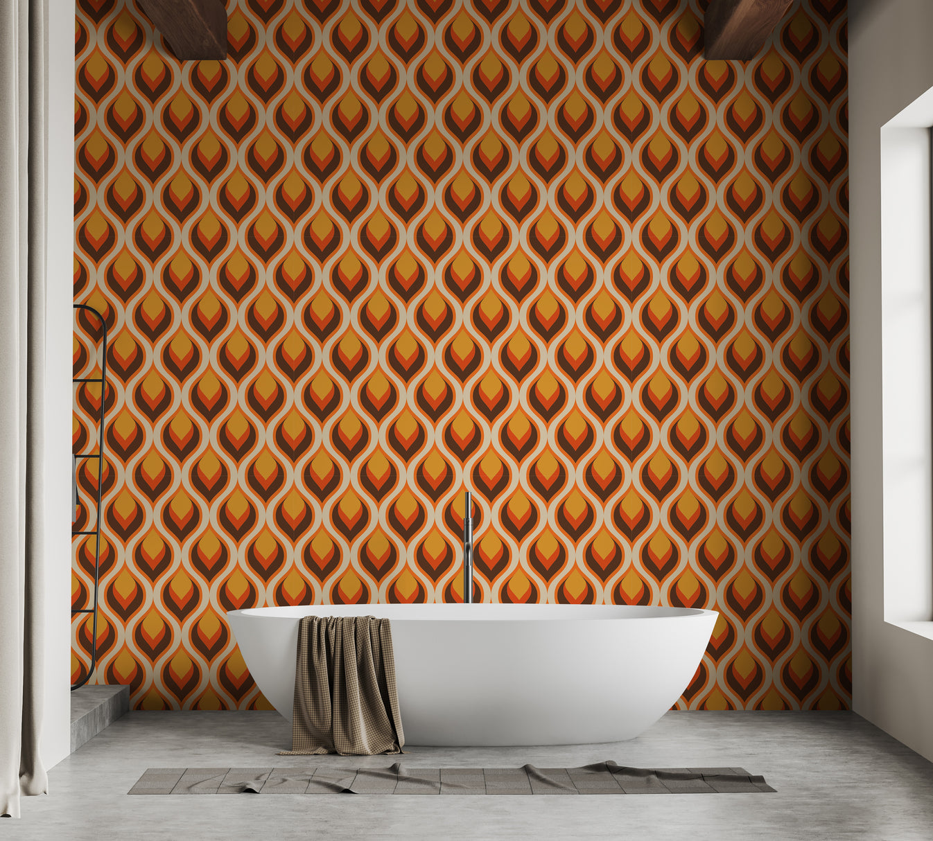 Retro Flame Living Room Wallpaper | Giffywalls