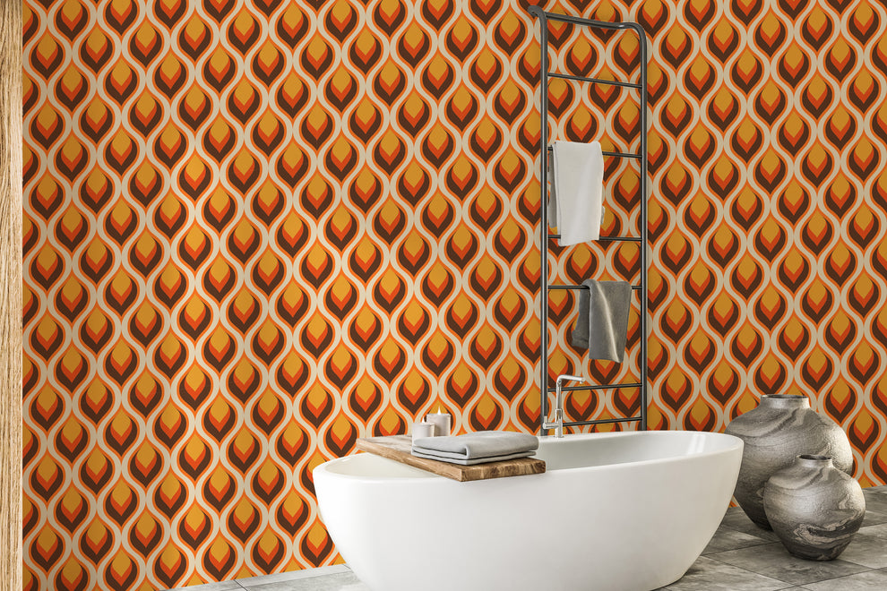 Retro Flame Living Room Wallpaper | Giffywalls
