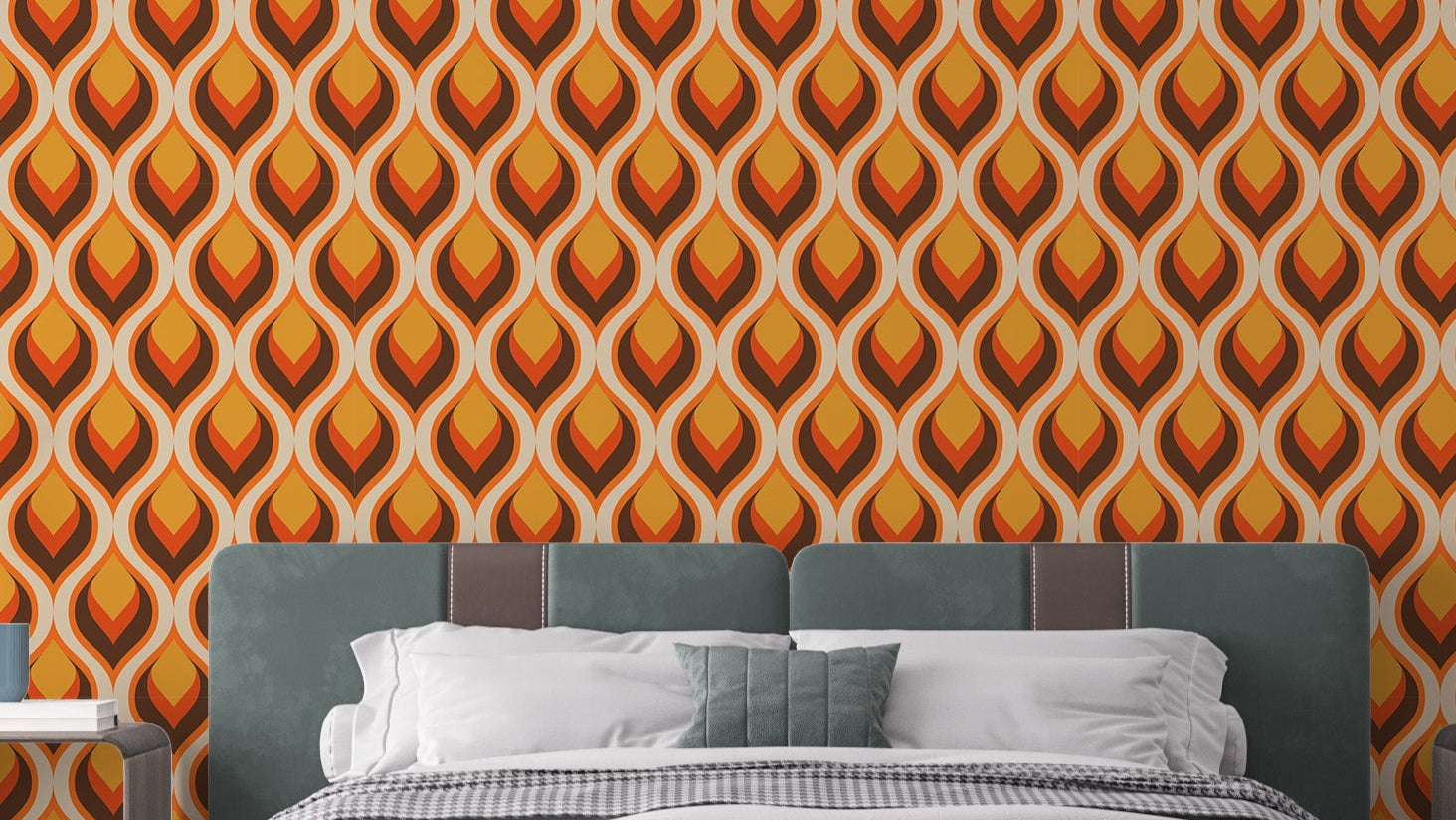 Retro Flame Living Room Wallpaper | Giffywalls