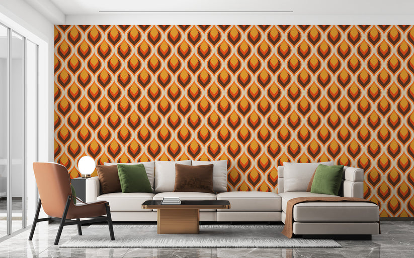 Retro Flame Living Room Wallpaper | Giffywalls